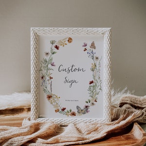 Editable Garden Party Custom Sign Template, Wildflower Birthday Sign ...