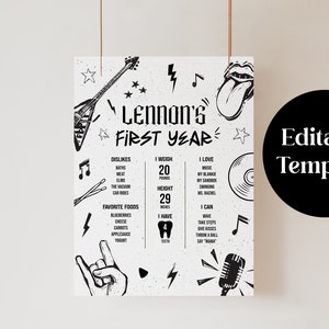 One Rocks Milestone Sign Template, Rock N Roll 1st Birthday Milestone ...