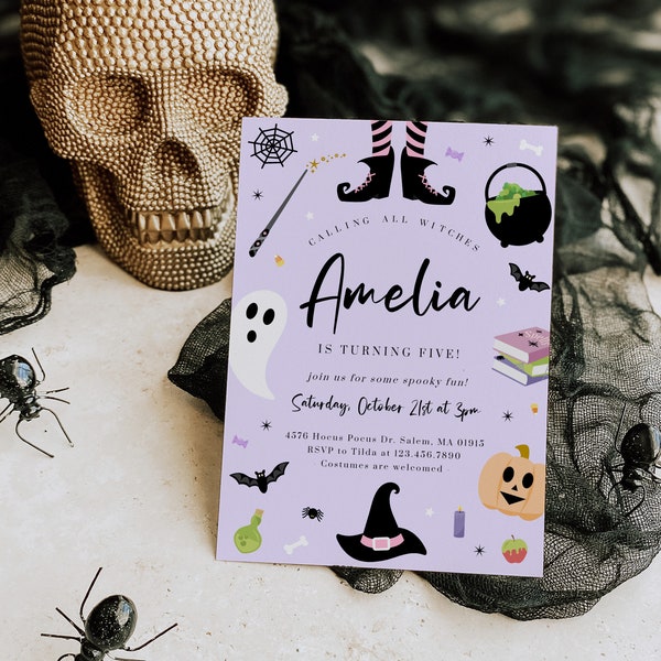 Witch Themed Birthday Party Invitation - Etsy