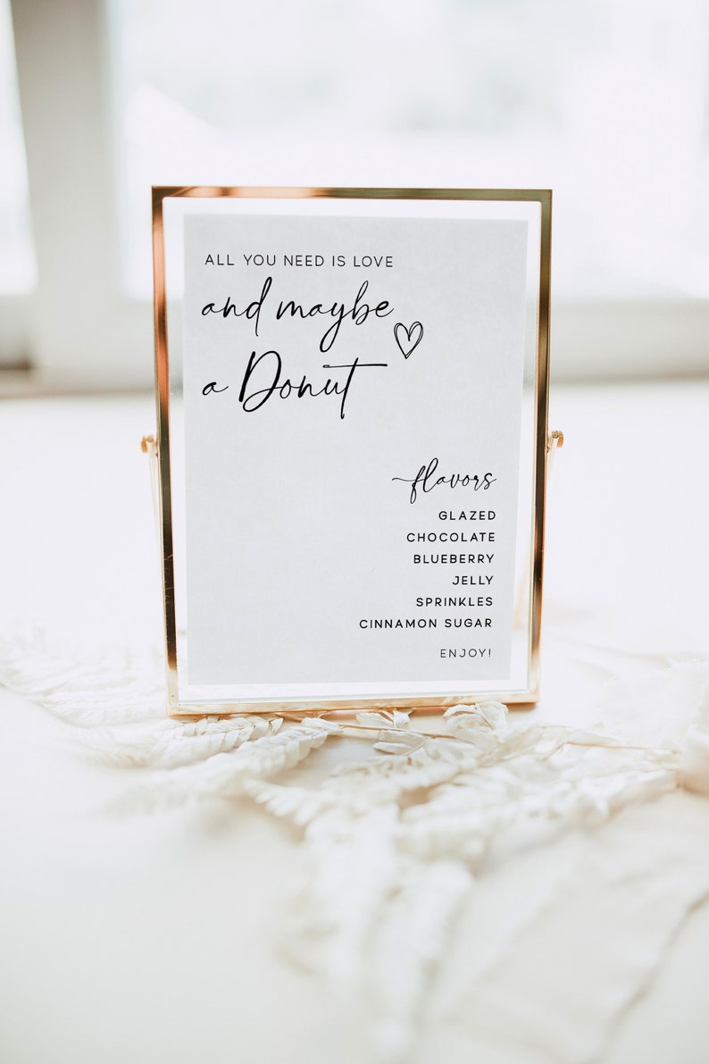 Wedding Donut Menu Sign Template All You Need is Love and - Etsy