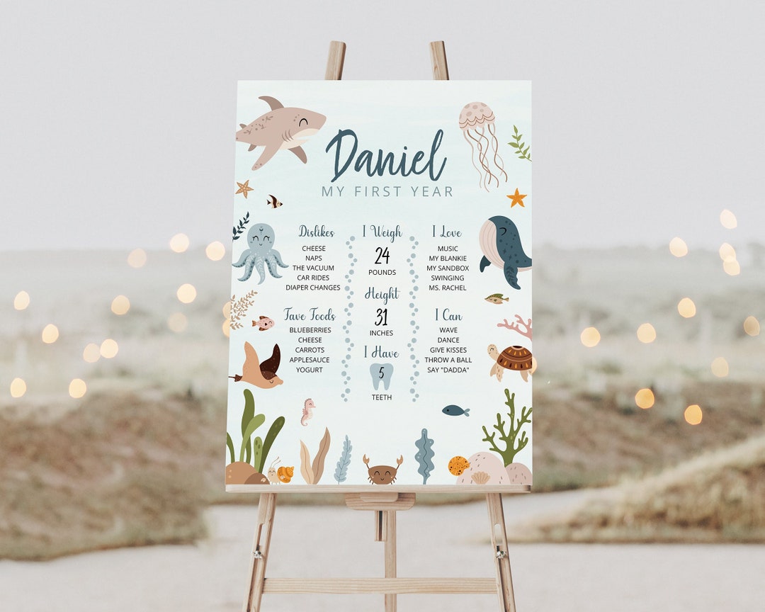 Under the Sea Milestone Sign Template, Oneder the Sea Birthday ...