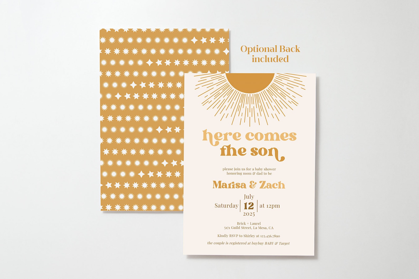 Here Comes the Son Baby Shower Invite Template, Retro Sun Baby Shower ...
