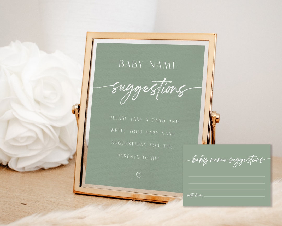 Baby Name Suggestions Sign and Cards for Gender Neutral Baby Shower ...