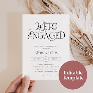 Minimalist Engagement Party Invitation Template (digital Download) - Etsy