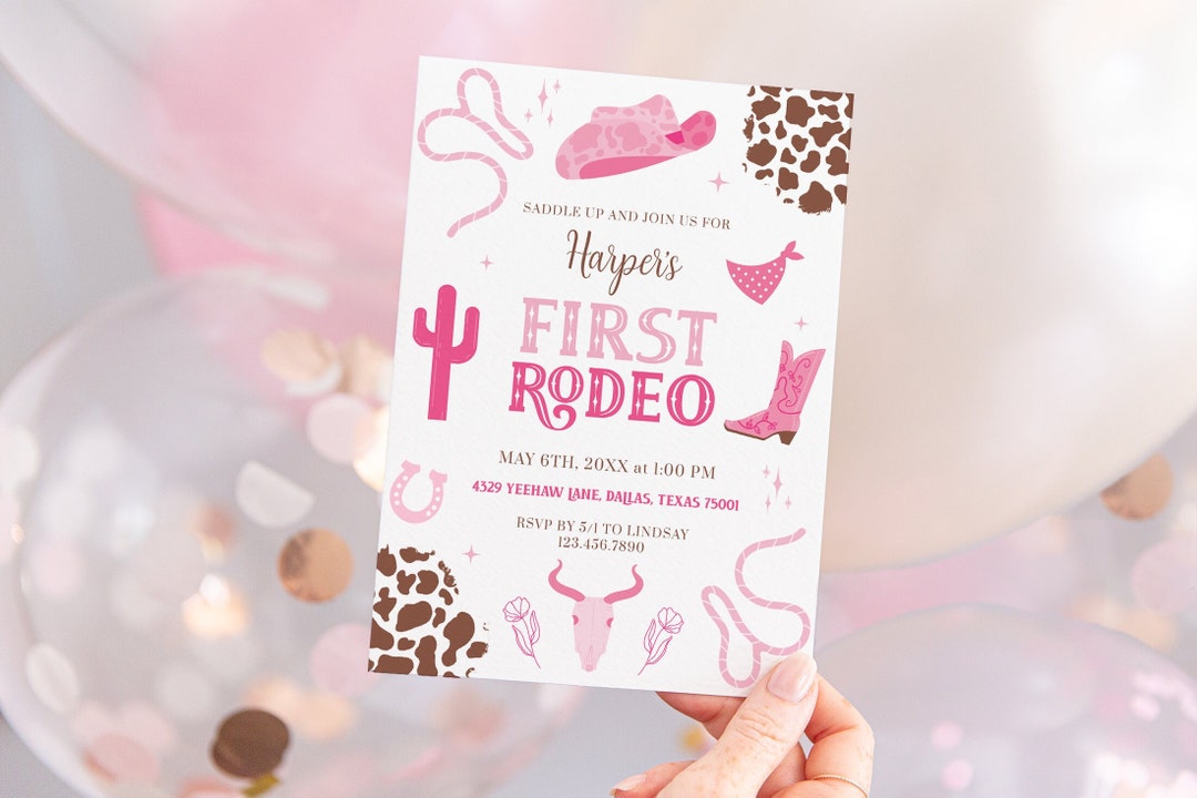 Girl First Rodeo Birthday Invitation Template, 1st Rodeo Birthday ...
