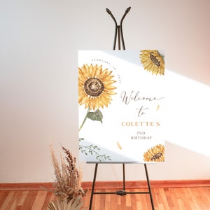 Sunflower Welcome Sign Template, Sunflower Birthday Party Welcome ...