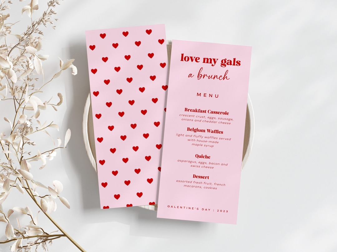 Ladies Brunch Menu Template, Love My Gals a Brunch, Galentine Brunch ...