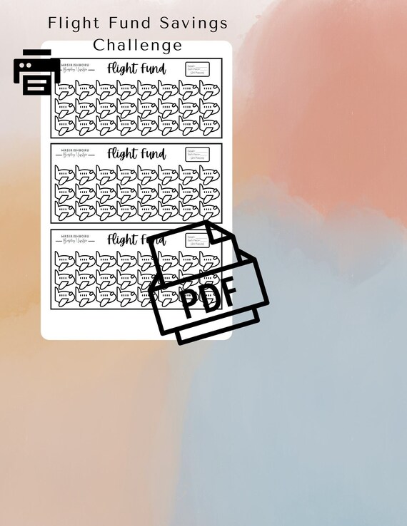 Digital Flight Fund Savings Challenge Tracker | Etsy