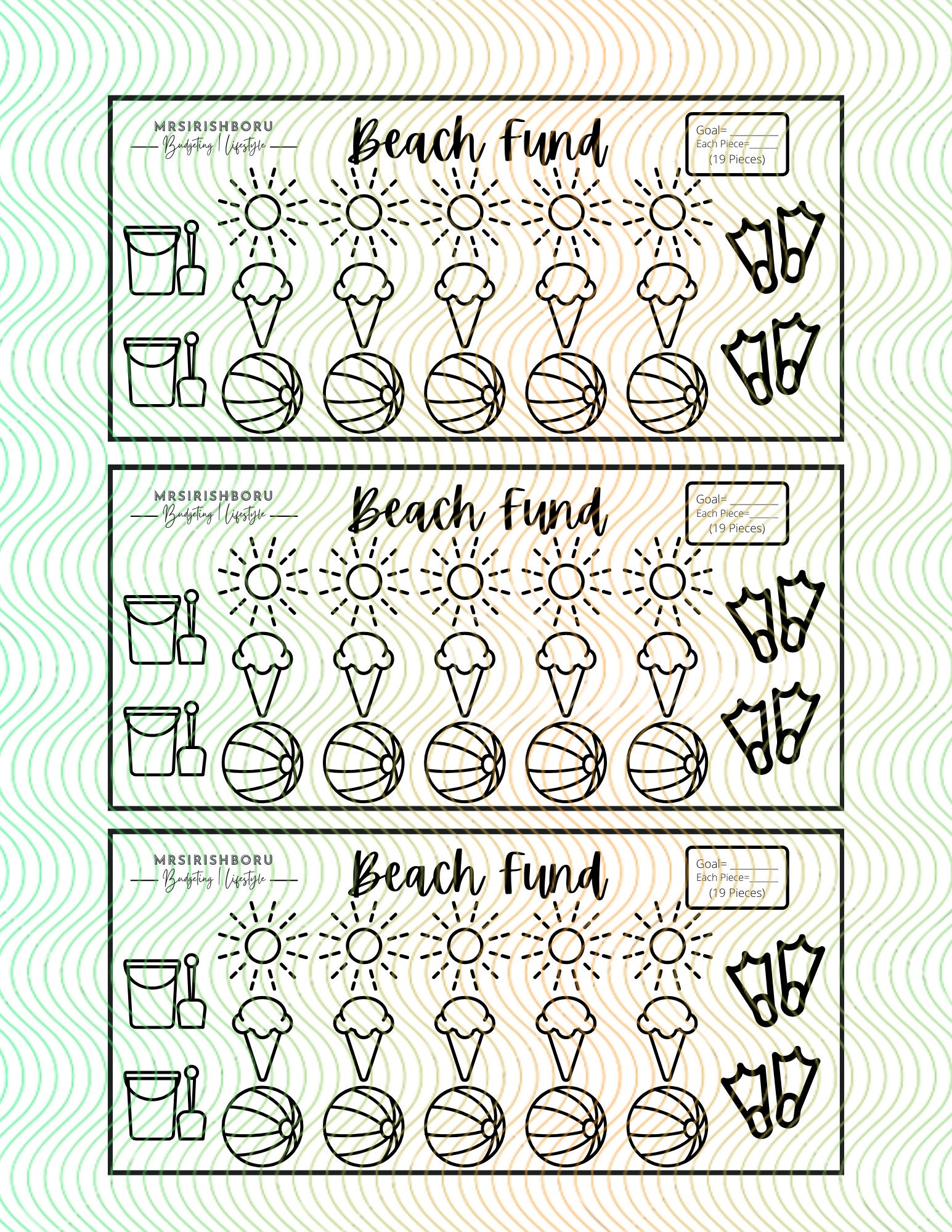 Digital Beach Fund Savings Challenge Tracker - Etsy