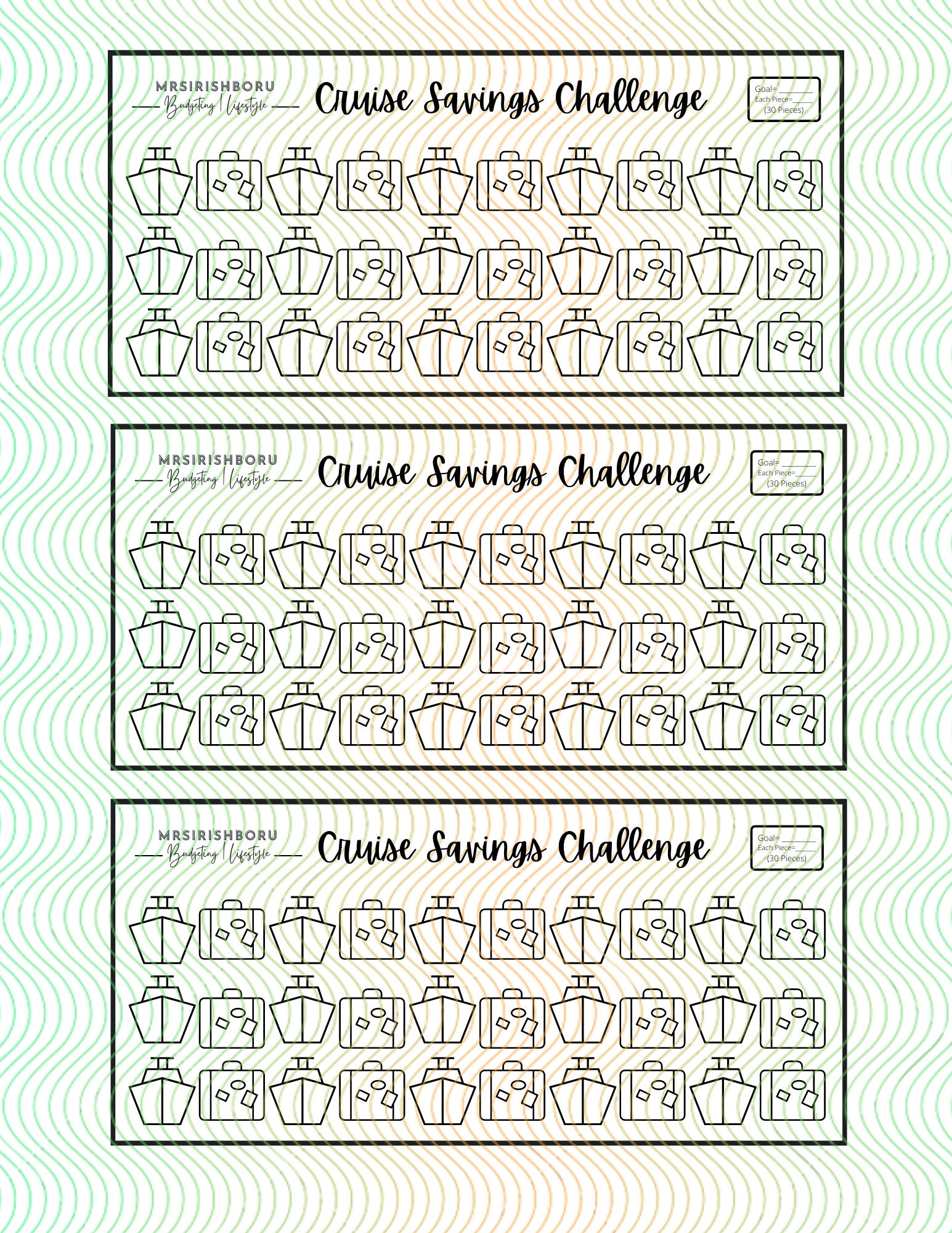 Digital Cruise Savings Challenge Tracker - Etsy