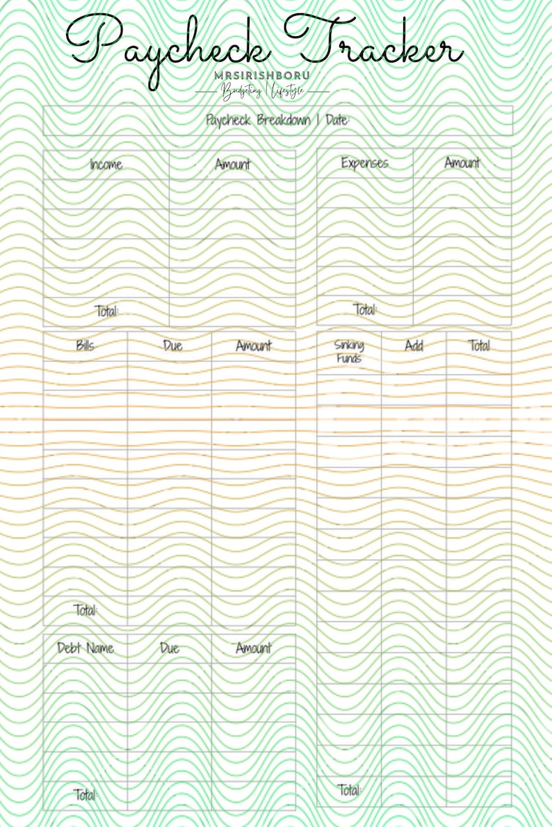 Digital Paycheck Tracker Sheet | 8.5” X 11’ Pdf - Etsy