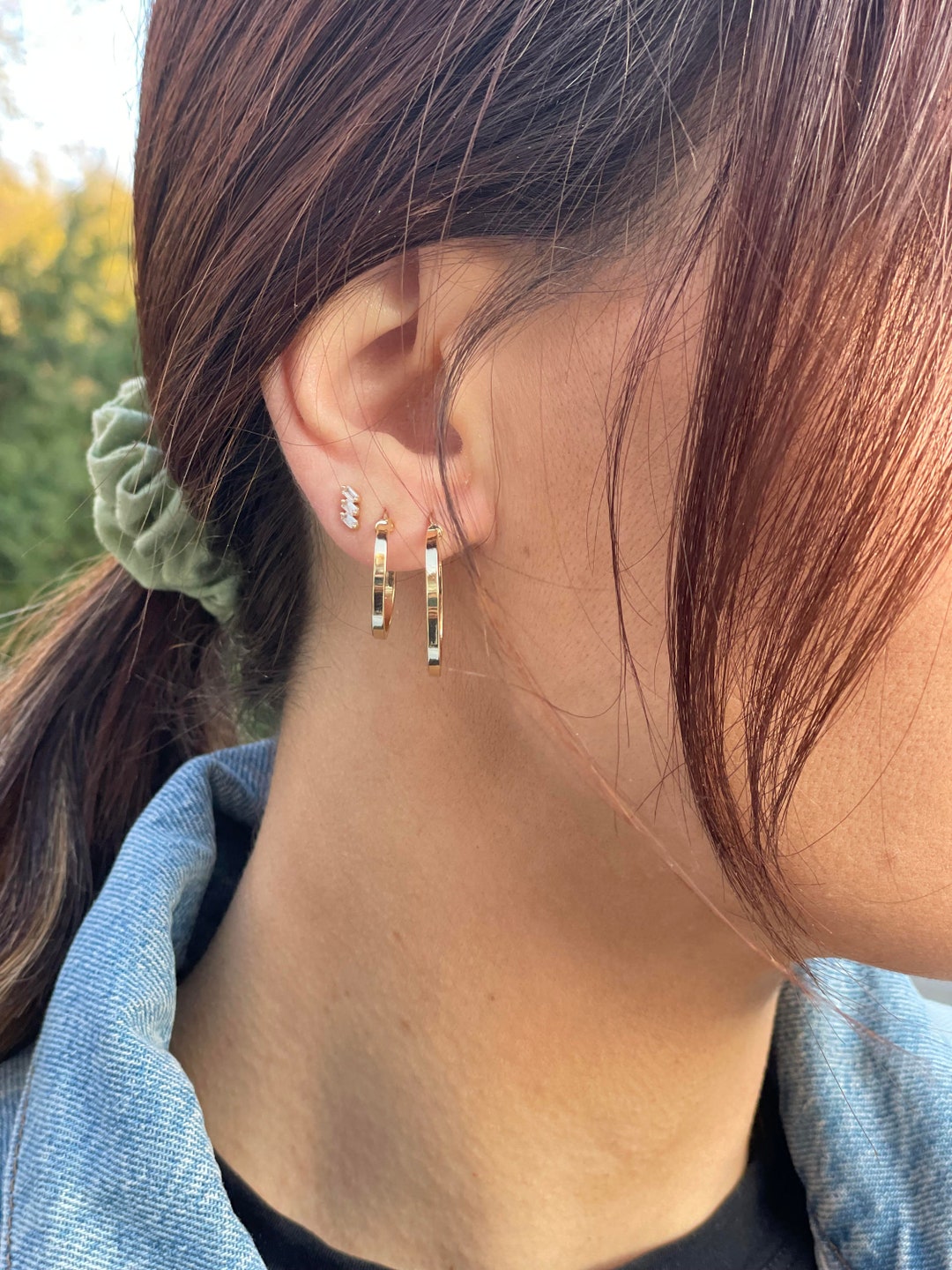 14k Solid Gold Hoops, Thin Gold Hoops, Classy Hoops, Elegant Hoops ...