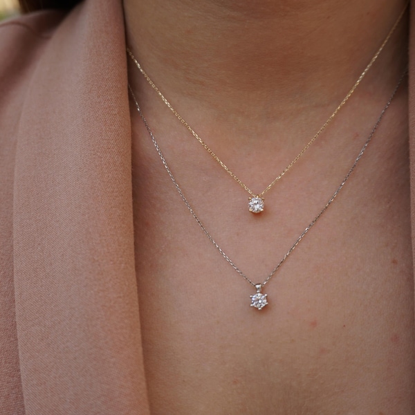 White Gold Necklace - Etsy