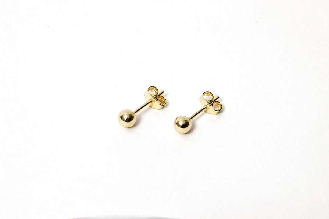 14k Solid Gold Ball Earrings Stud Earrings Small Earrings - Etsy