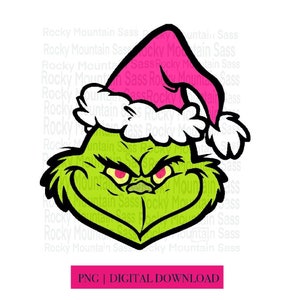 Grinch Face, Pink Hat, PNG File, Digital Download - Etsy