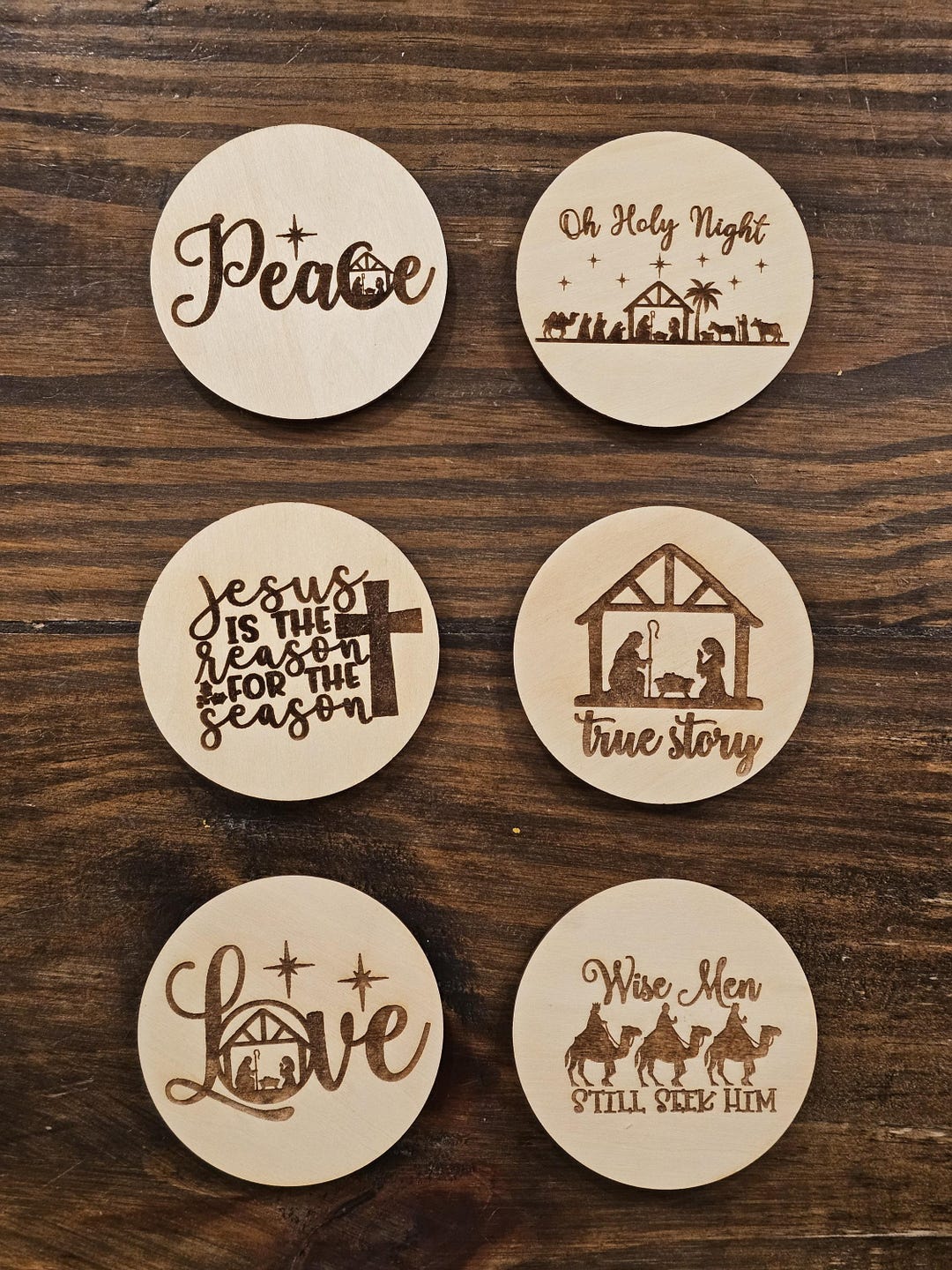 6 Christian Nativity Magnets- Themed Christmas Magnets- Laser Engraved ...