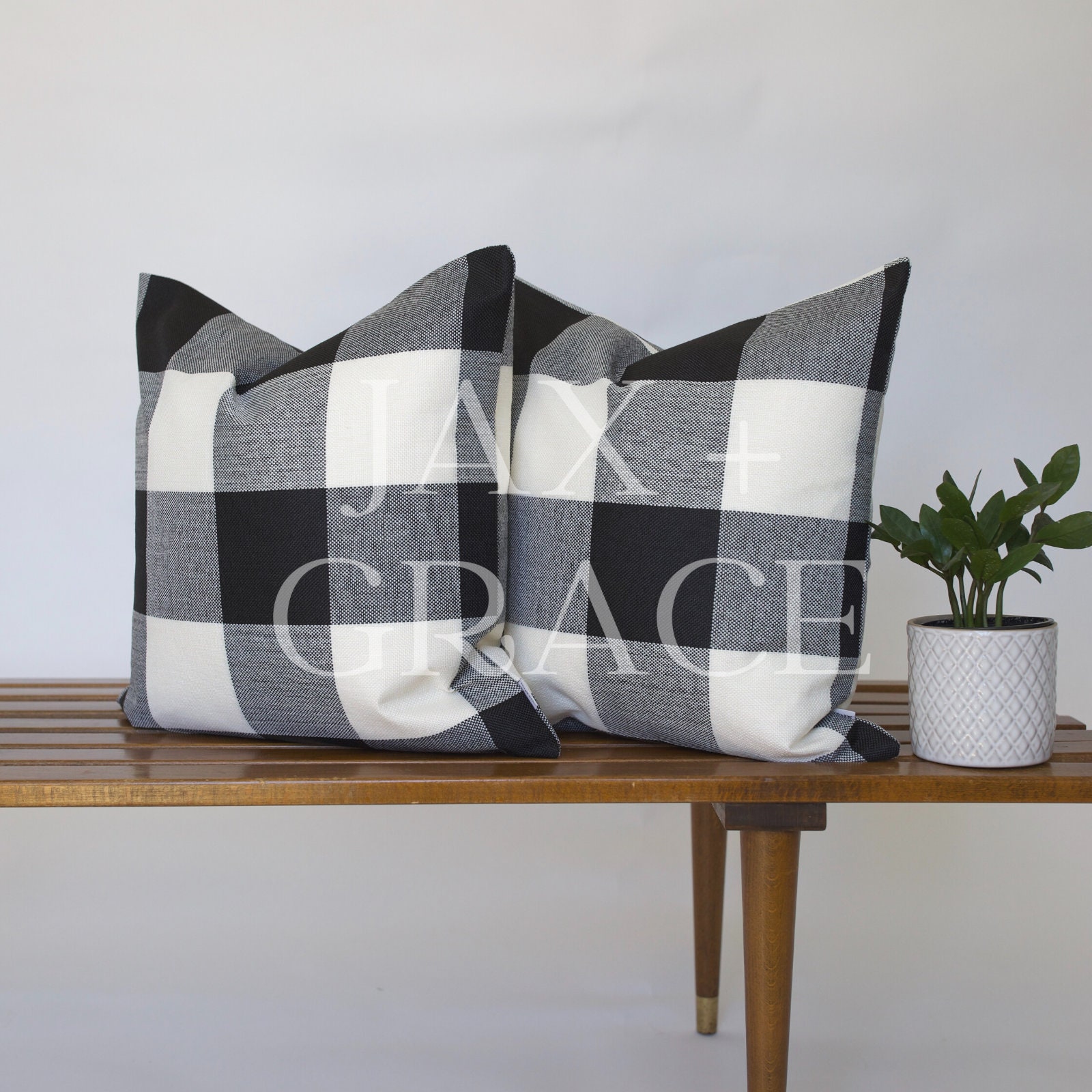 2 Pack Farmhouse Black and White Buffalo Plaid Pillow Covers Throw ...