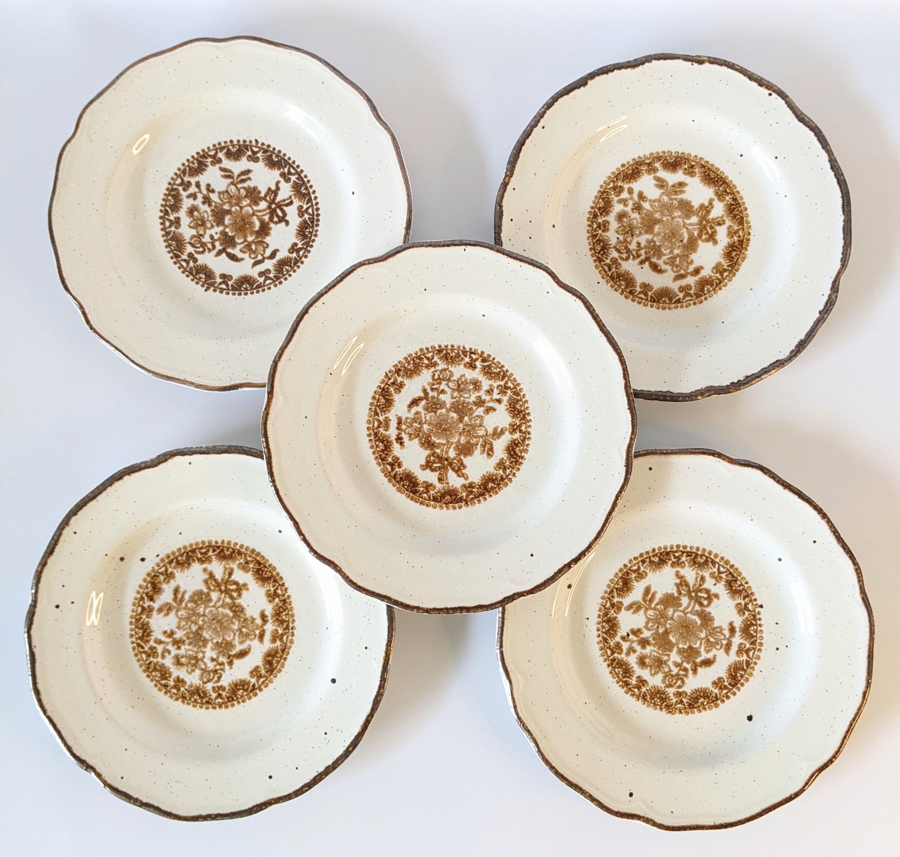 Set of 5 Vintage Speckled J&G Meakin Ironstone antique Champlain Salad ...