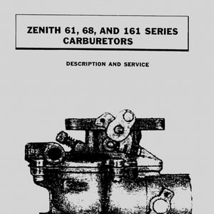 Zenith Series 61, 68 and 161 Carburetor Manual - Etsy