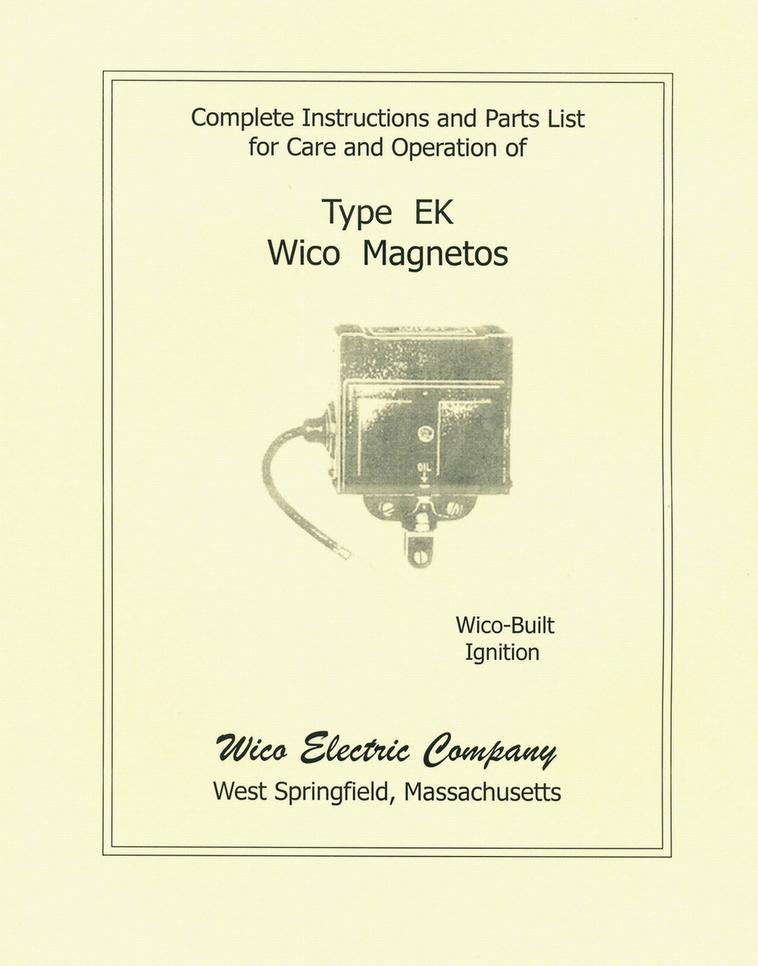 Wico Type EK Magneto Instructions and Parts List - Etsy