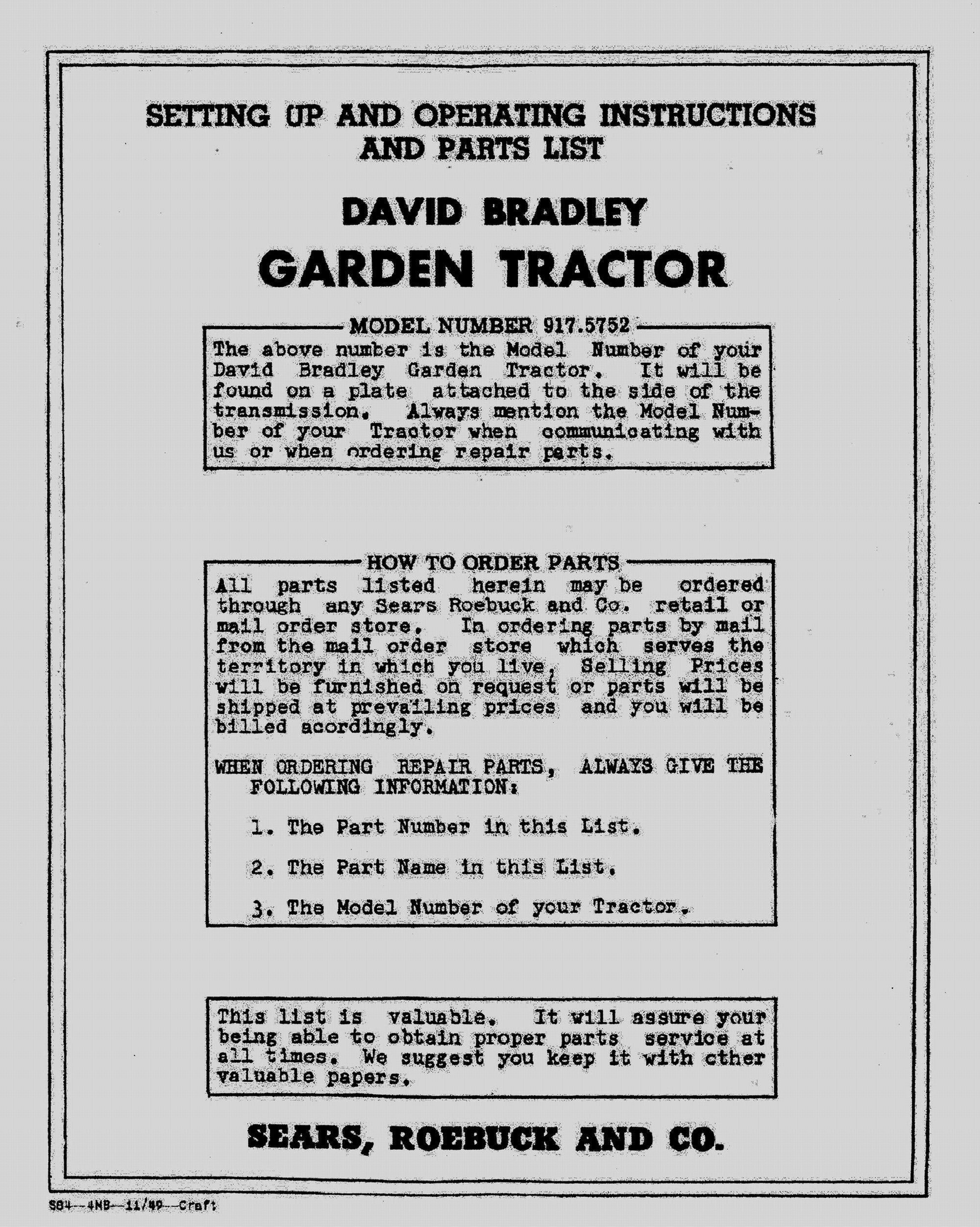 David Bradley Tractor Parts for sale| 100 ads for used David Bradley ...