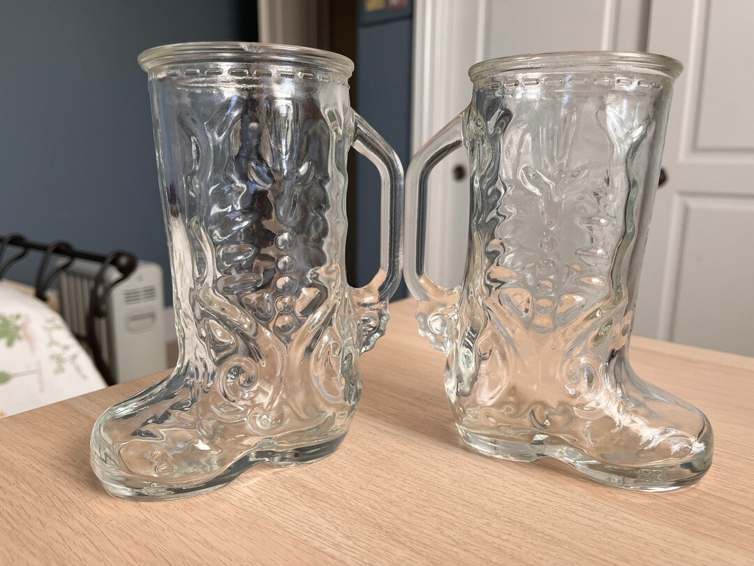 Vintage Cowboy Boot Glass Mugs Set of 2 - Etsy