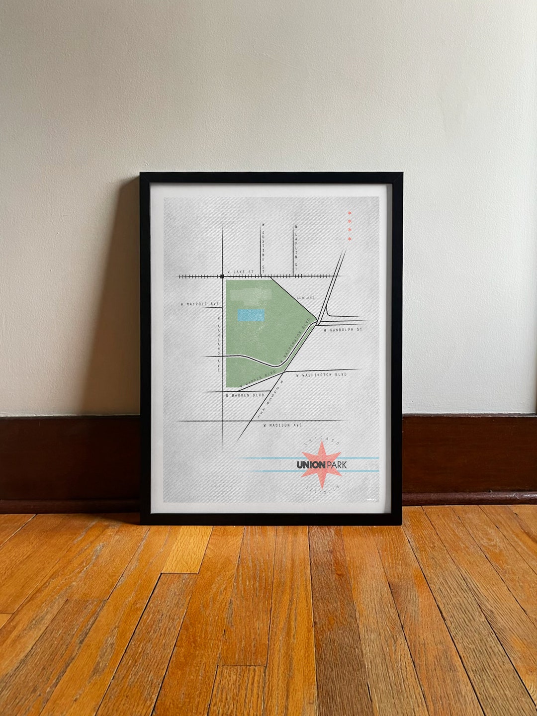 Union Park Chicago Art Print: Vintage City Map Travel Poster - Etsy