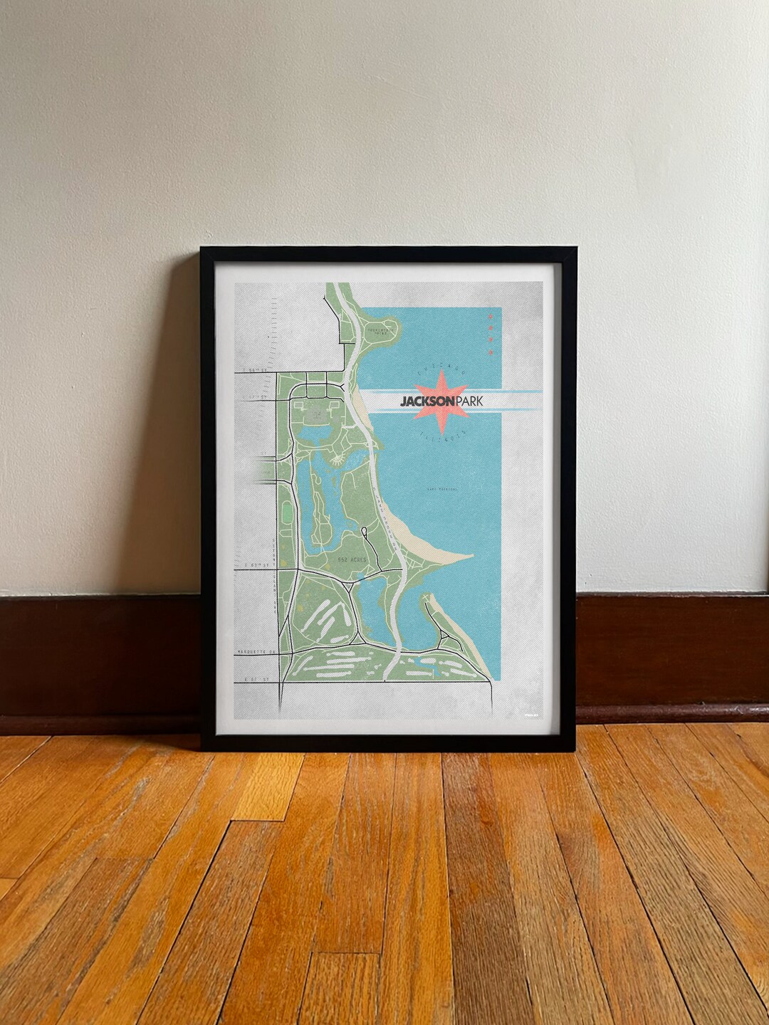 Jackson Park Chicago Map Art Print: Vintage Travel Poster (digital Art ...