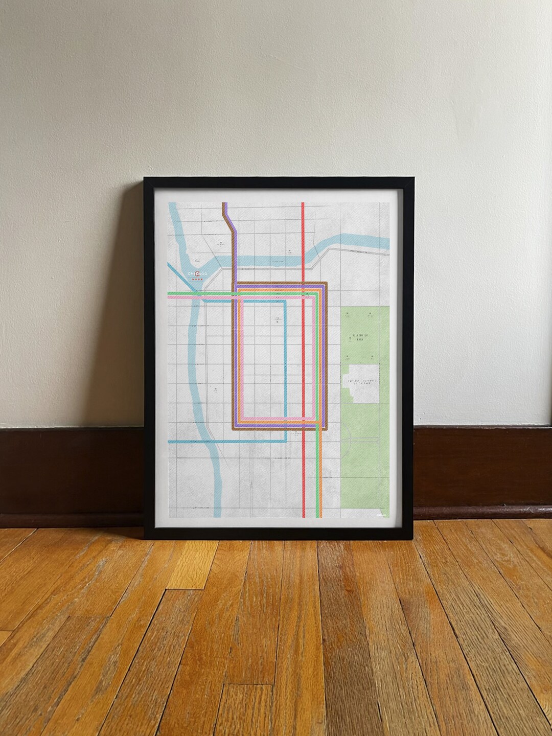 Chicago's Loop | City Park Map | Art Print - Etsy