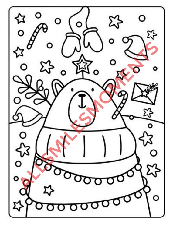 30 Christmas Coloring Pages for Kids | Etsy