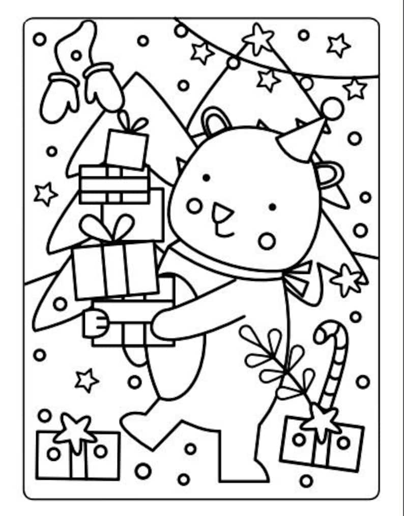 30 Christmas Coloring Pages for Kids - Etsy