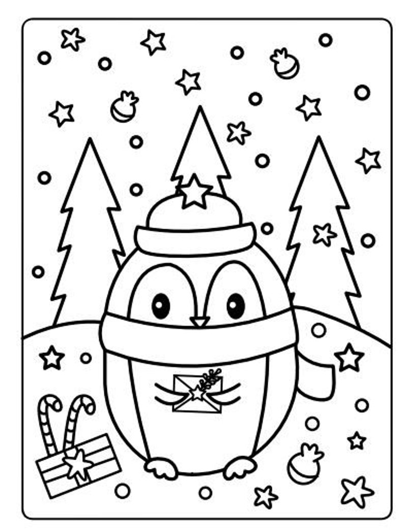 30 Christmas Coloring Pages for Kids - Etsy