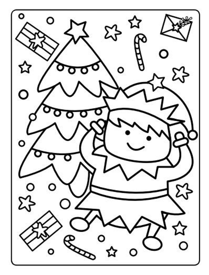 30 Christmas Coloring Pages for Kids - Etsy