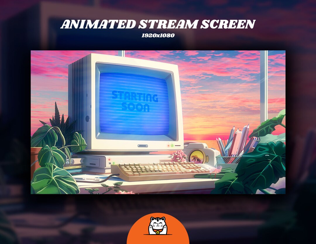 Kawaii PC Animated Stream Screens Pack/ Twitch Overlay Lofi/ Twitch ...