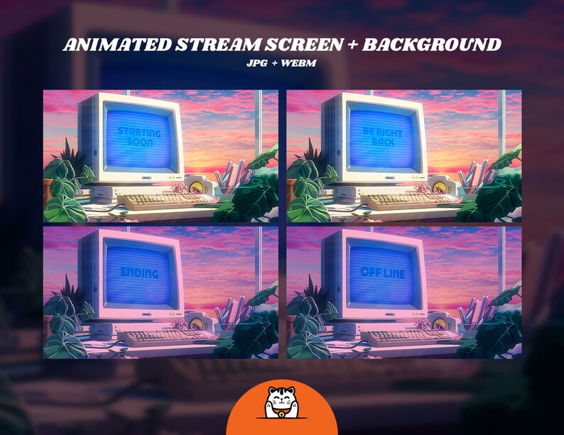 Kawaii PC Animated Stream Screens Pack/ Twitch Overlay Lofi/ Twitch ...