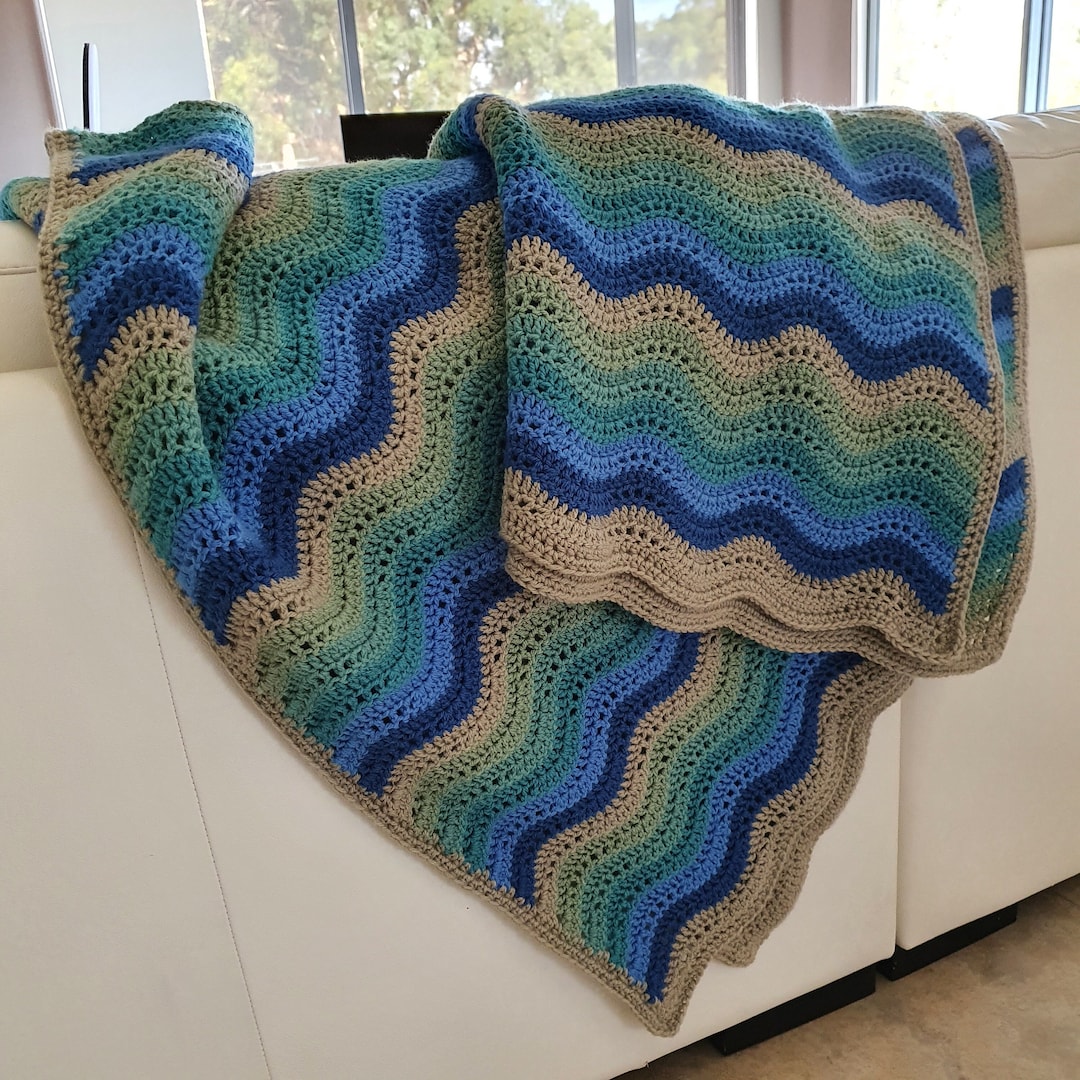 Crochet Blanket PATTERN- Beach Waves Beginner Level PDF (24 Page E-book ...