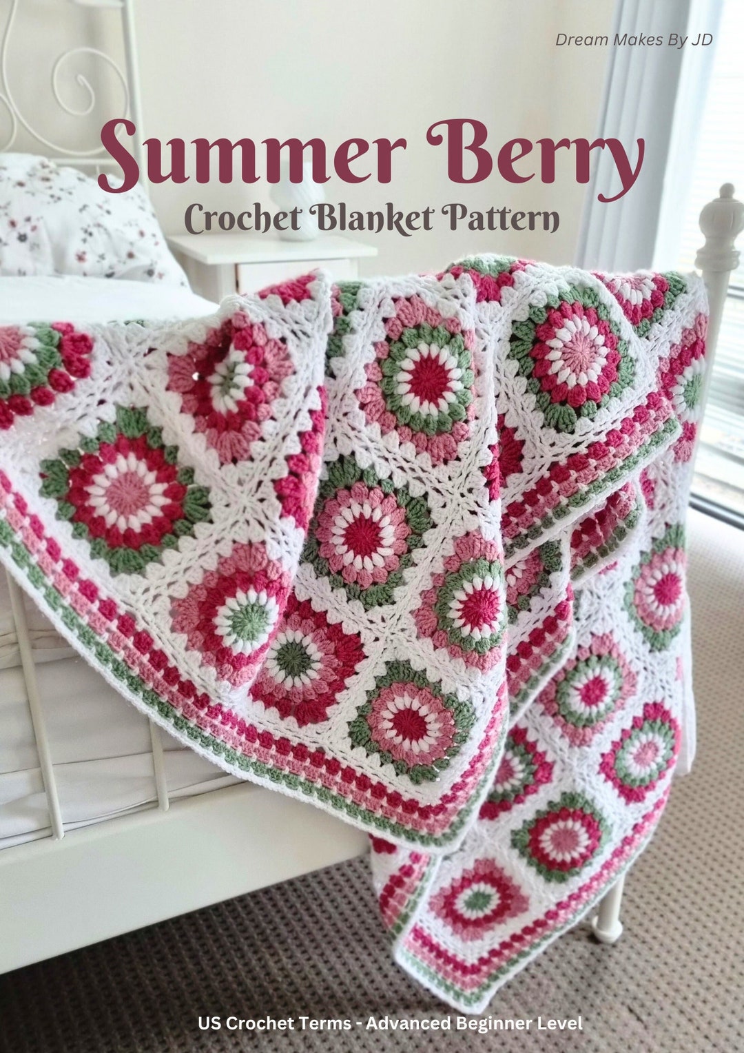 Crochet Blanket PATTERN- Summer Berry Blanket Adv Beginner PDF (58 Page ...