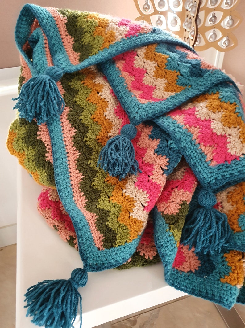 Crochet Blanket PATTERN- Gypsy Dreams Beginner Level PDF (38 Page E ...