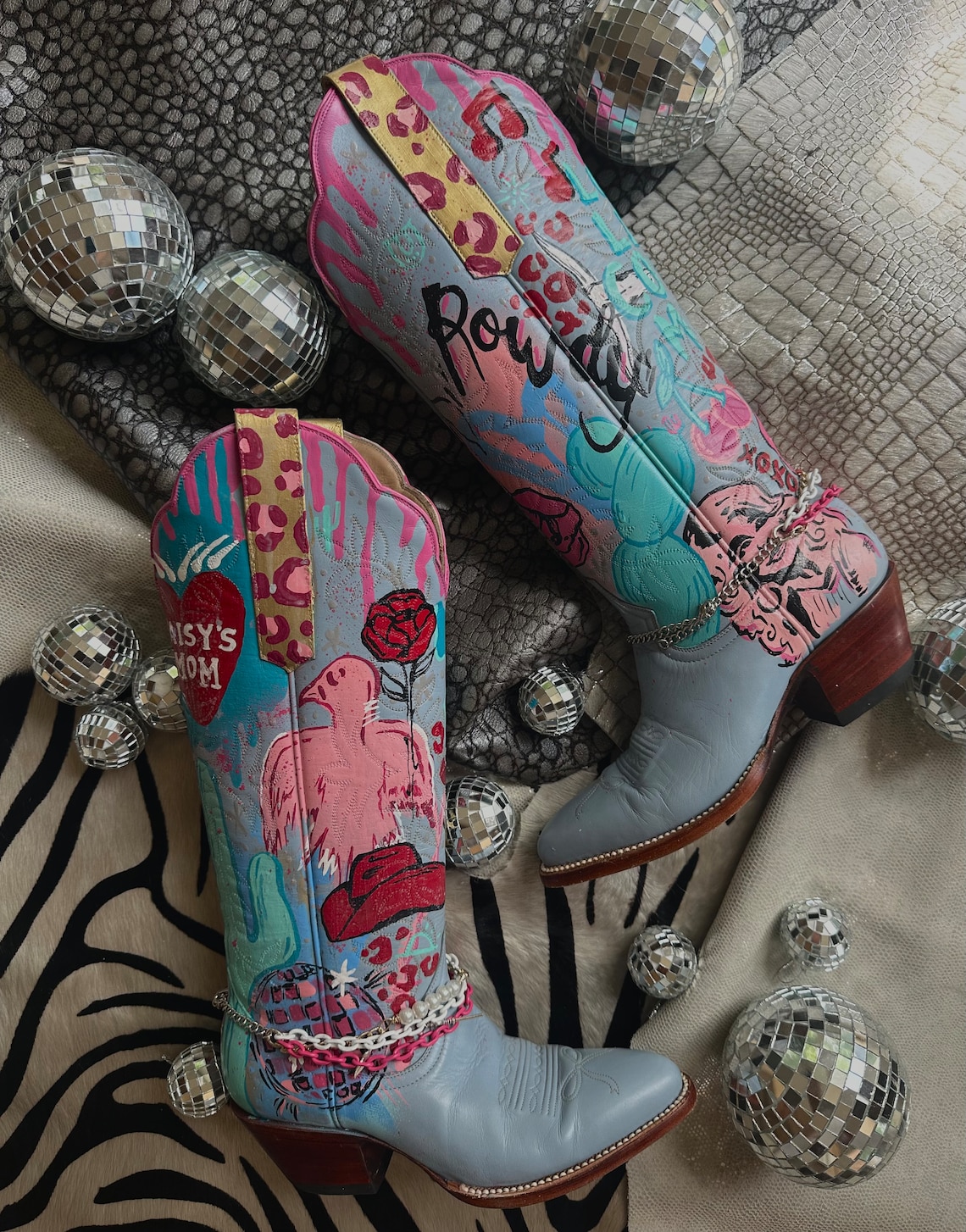 Painted Cowboy Boots - Etsy
