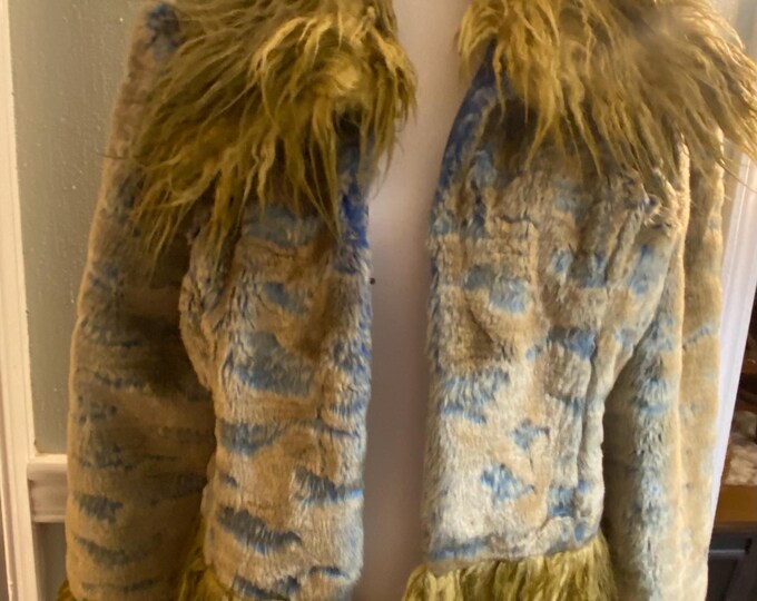 Penny Lane Vibes BOHO Funky Faux Fur Cropped Length Coat-size Small - Etsy