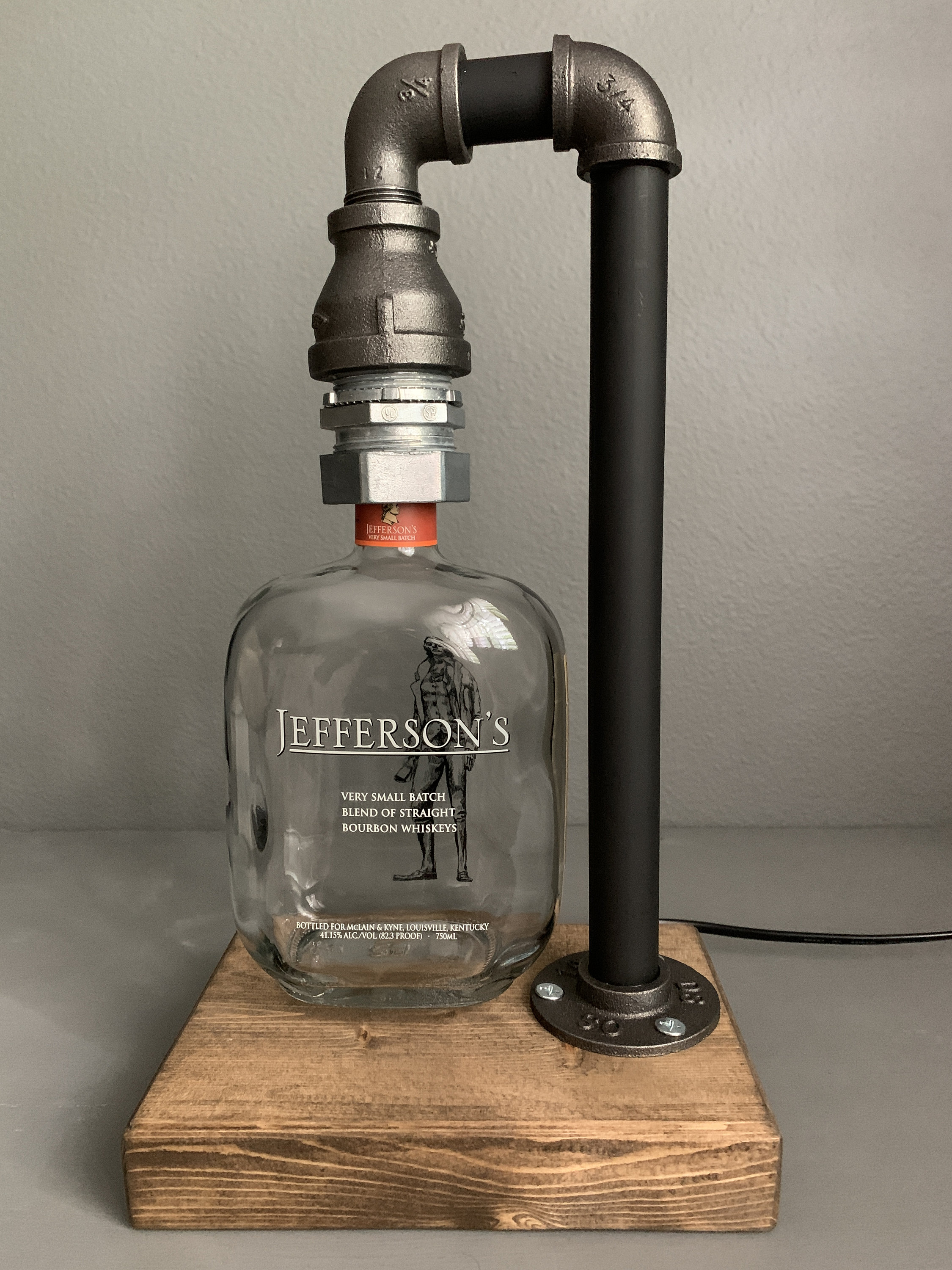 Jefferson's Whiskey Lamp, Iron Pipe Lamp, Jefferson's Gift, Home Bar ...