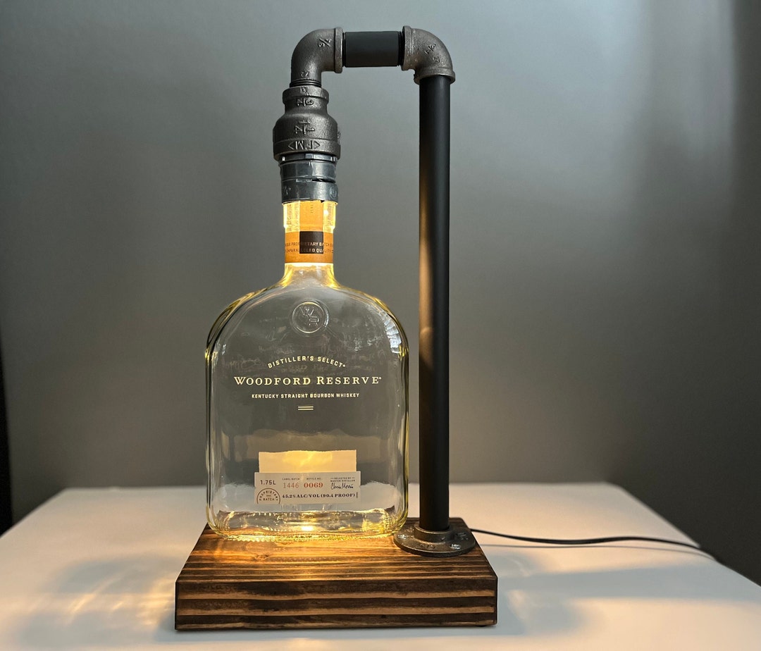Woodford Reserve Lamp, Liquor Bottle Lamp, Iron Pipe Lamp, Home Bar ...