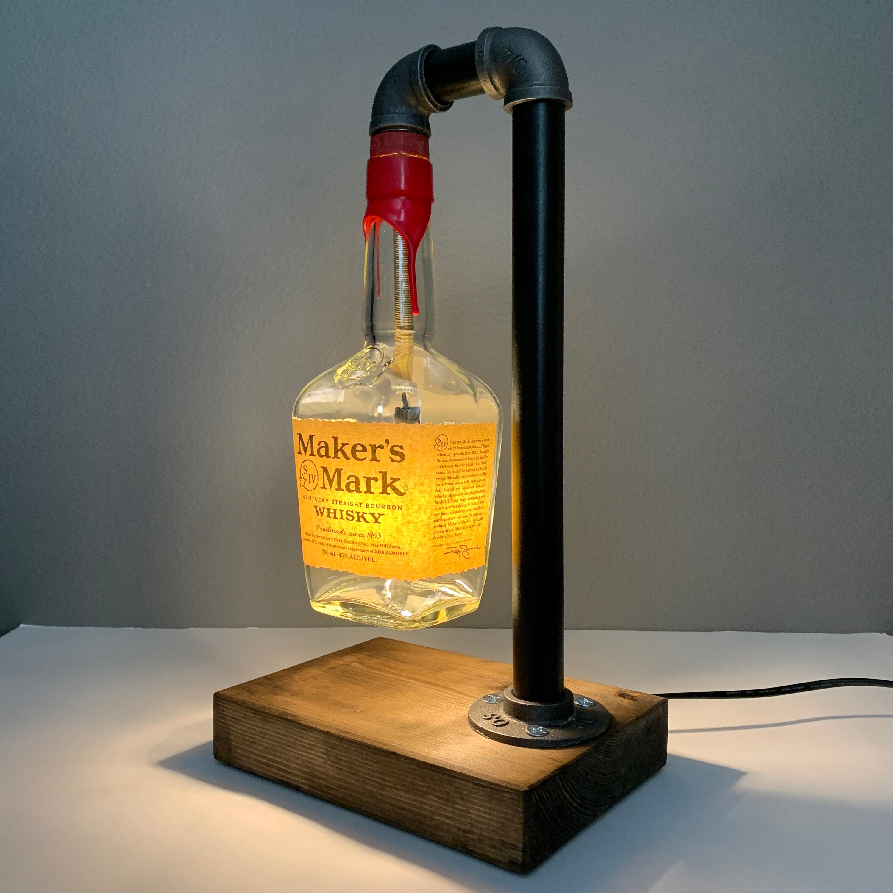 Maker's Mark Lamp, Liquor Bottle Lamp, Whiskey Bottle Light, Bar Decor ...