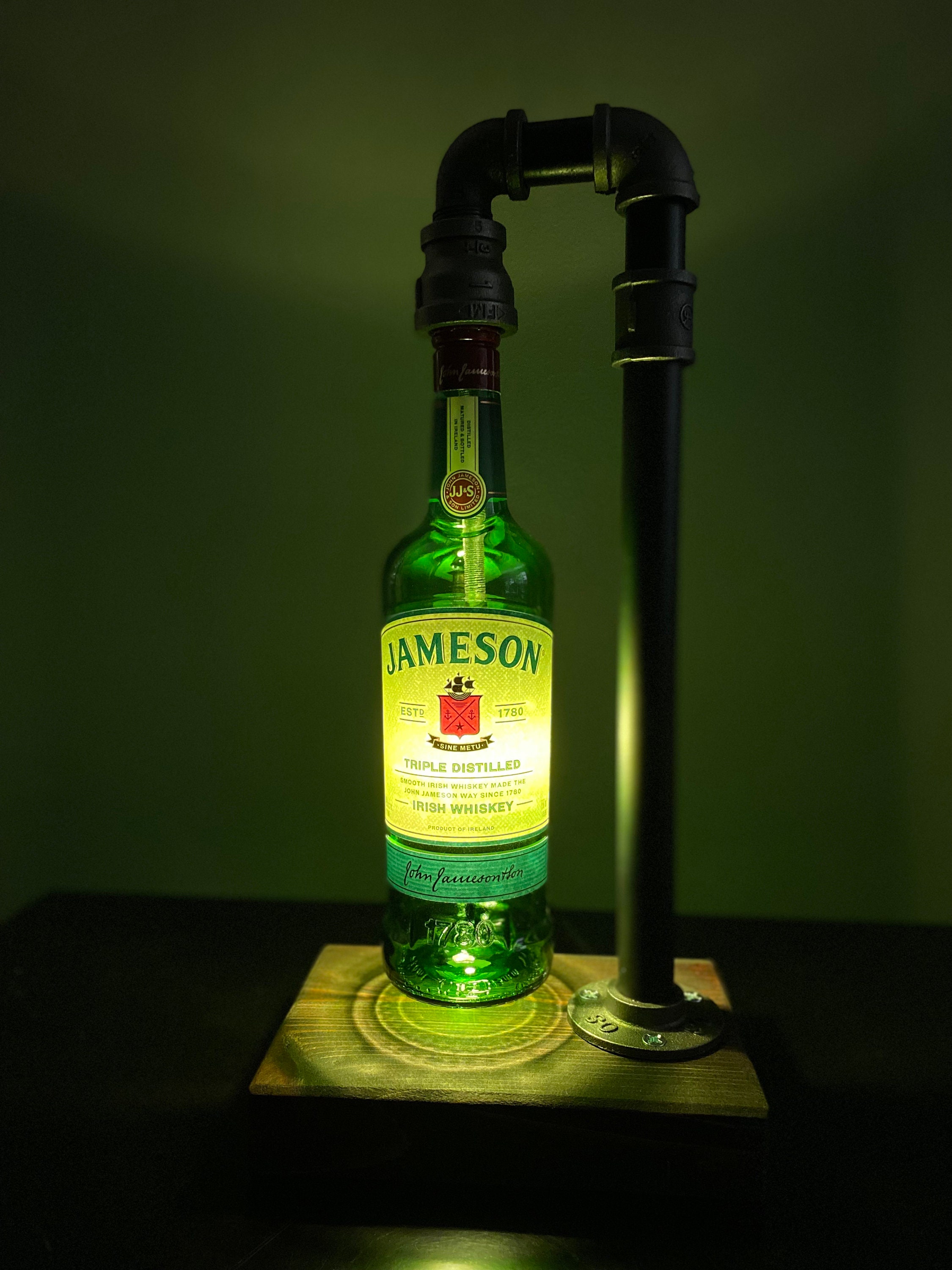 Jameson Lamp, Liquor Bottle Light, Iron Pipe Lamp, Man Cave Decor, Home ...