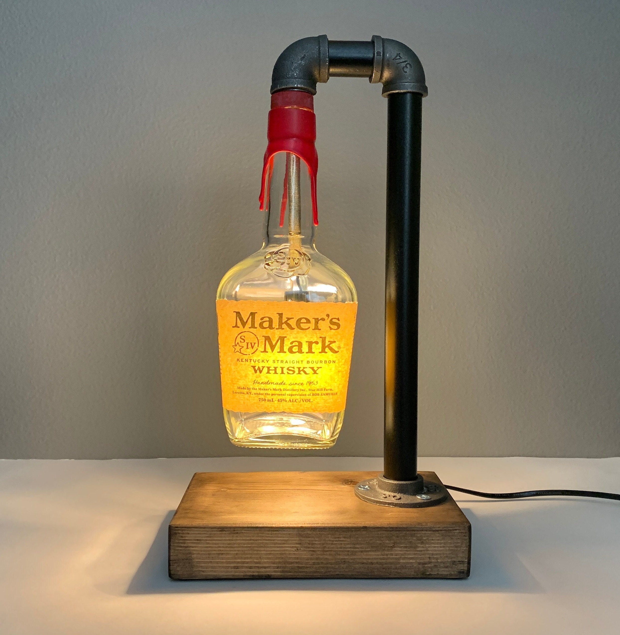 Maker's Mark Lamp, Liquor Bottle Lamp, Whiskey Bottle Light, Bar Decor ...