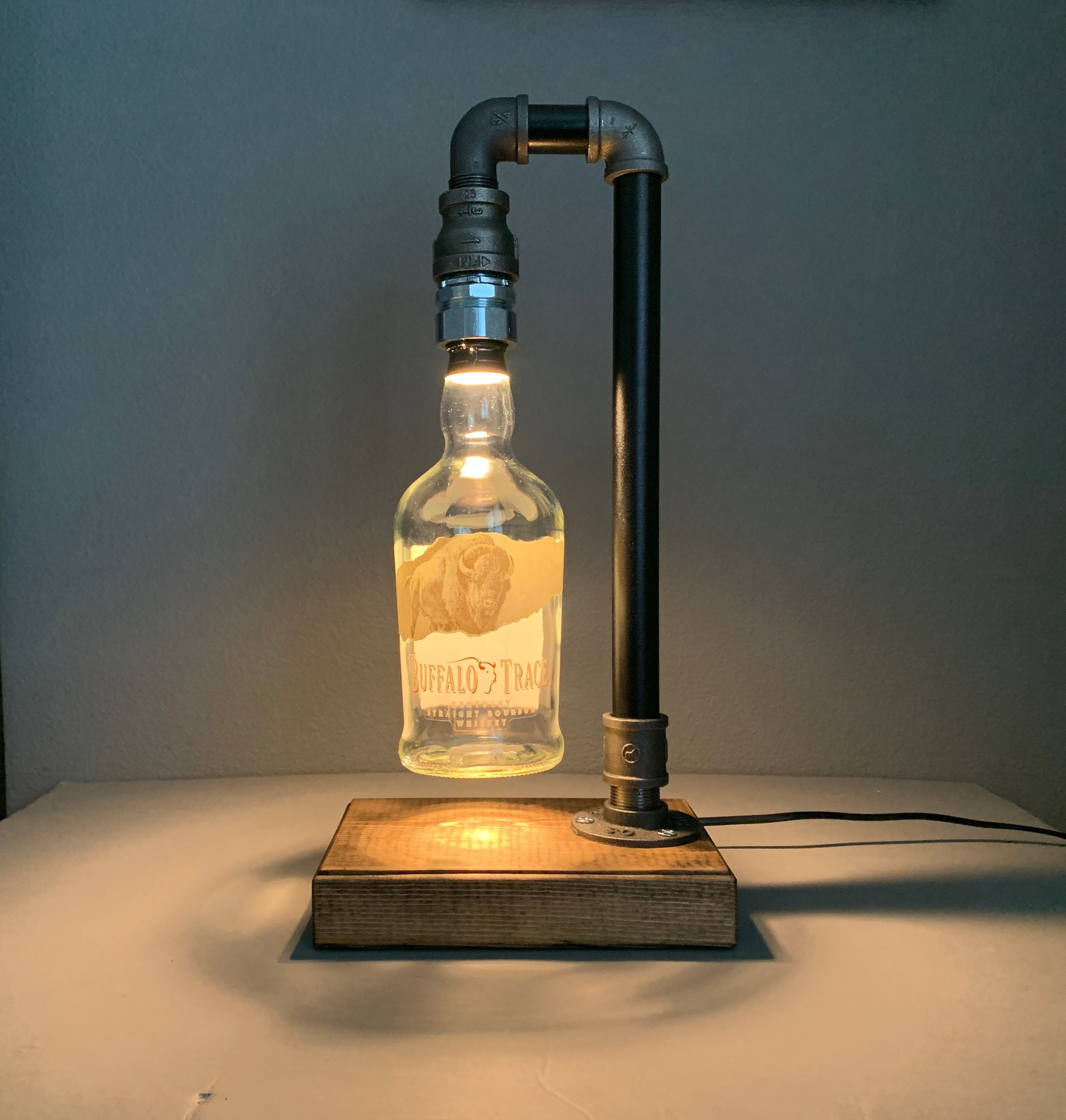 Buffalo Trace Lamp, Bourbon Gift, Whiskey Light, Iron Pipe Lamp ...