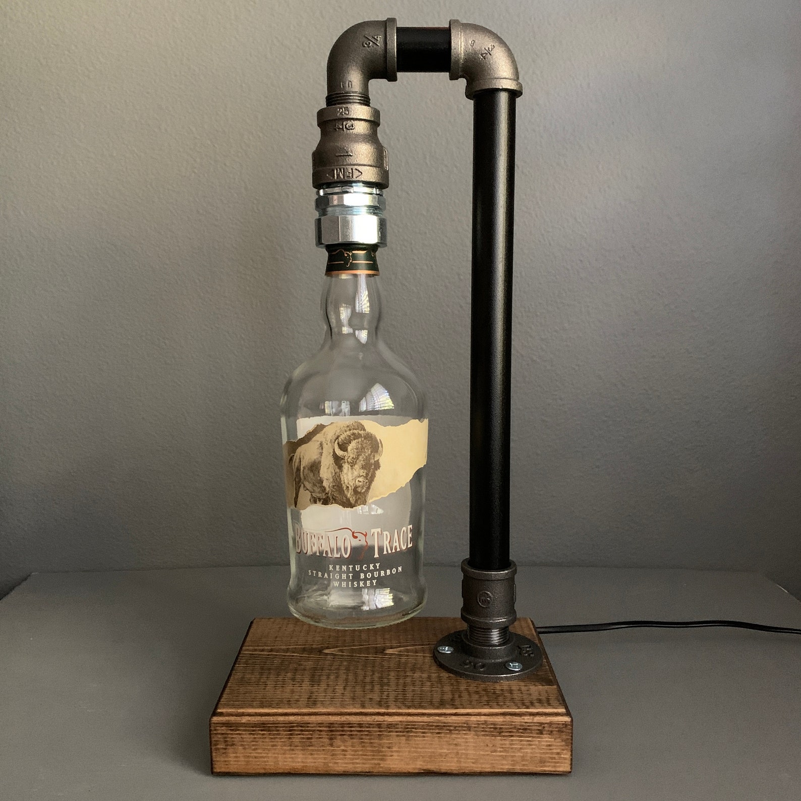 Buffalo Trace Lamp, Bourbon Gift, Whiskey Light, Iron Pipe Lamp ...