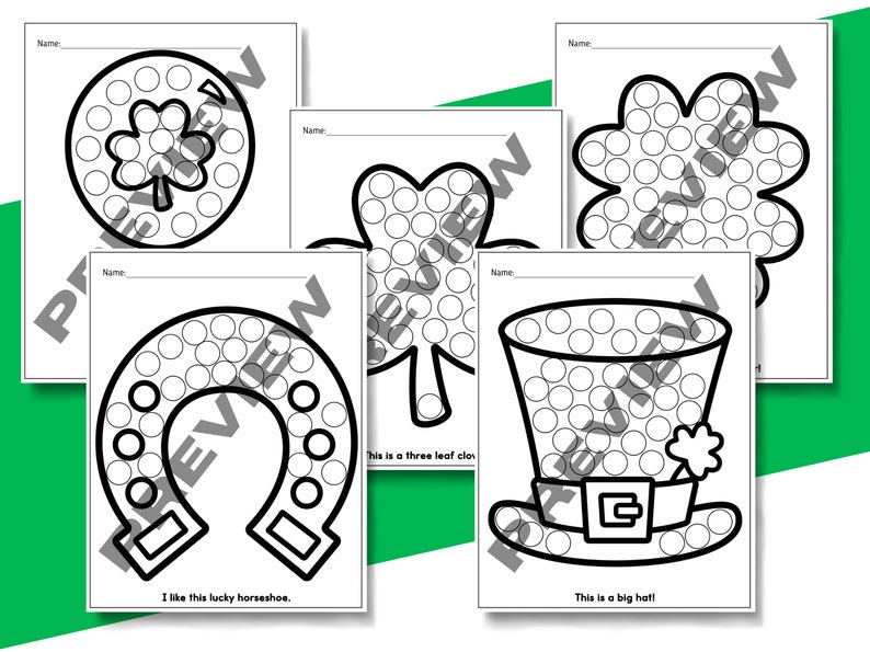 St. Patrick's Day Dot Marker Printables, Do-a-dot Printable, Bingo Dot ...