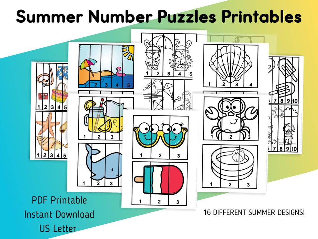 Summer Number Order Puzzle Printables for Toddlers, Preschool, Pre-k ...
