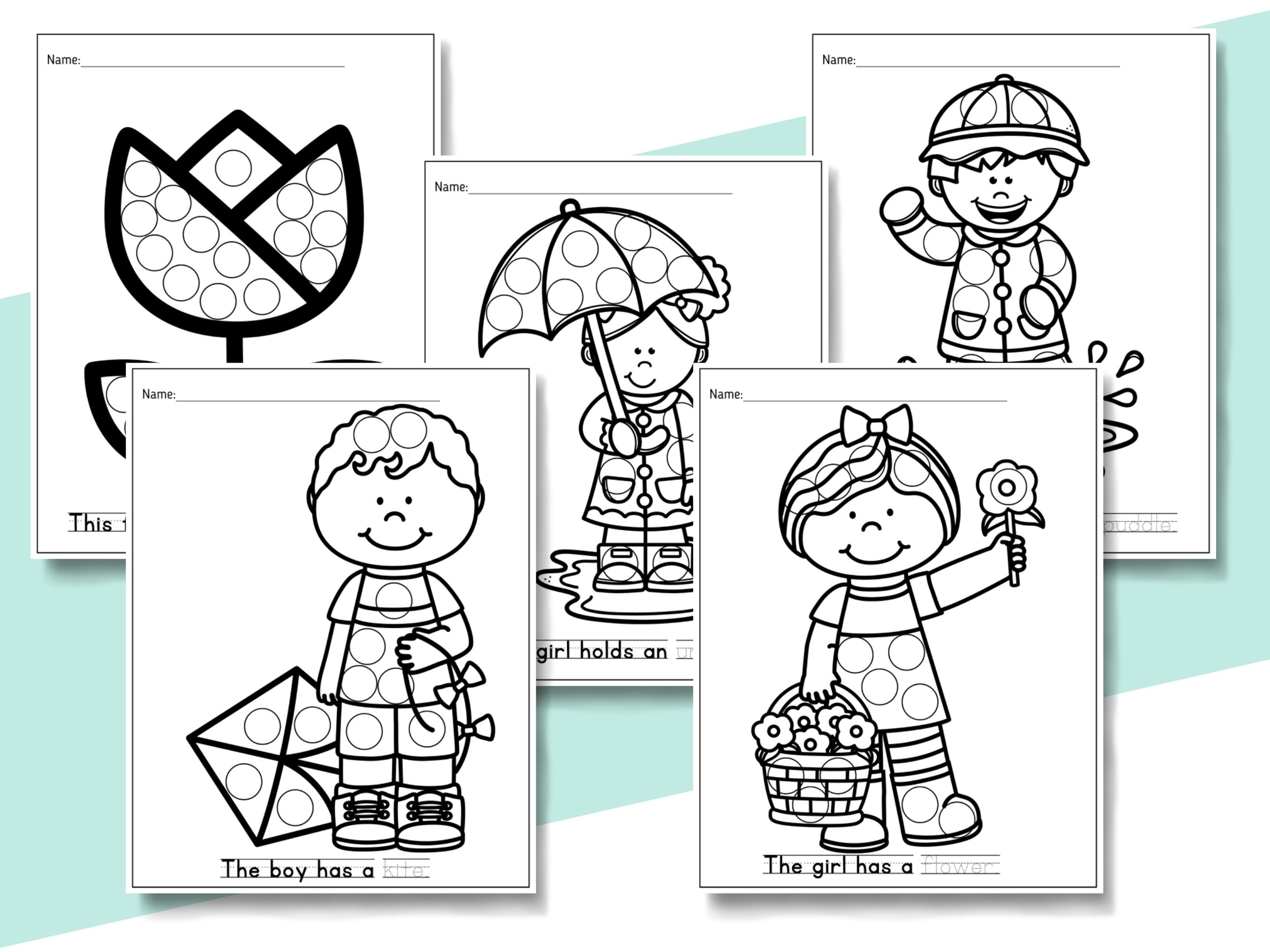 Spring Themed Dot Marker Printables, Do-a-dot Printable, Spring Bing ...